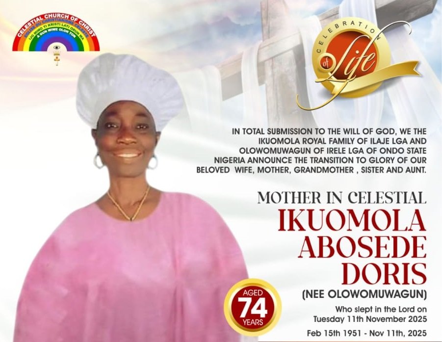 Mama, mother in Celestial Ikuomola Abosede Doris's children bury mum in ...